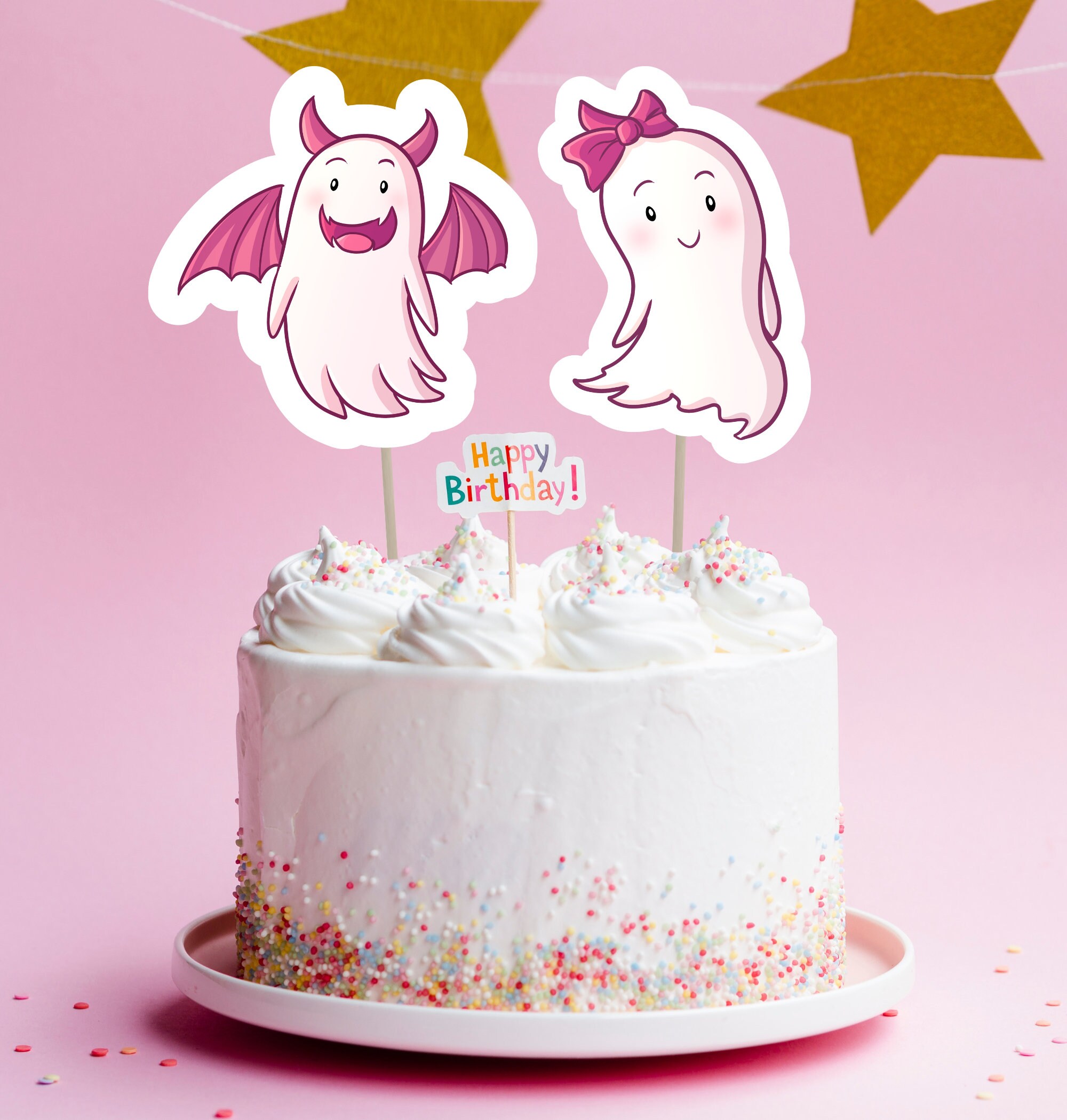 Halloween Ghosts Printable Cake Topper Table Decor Centerpiece - Etsy