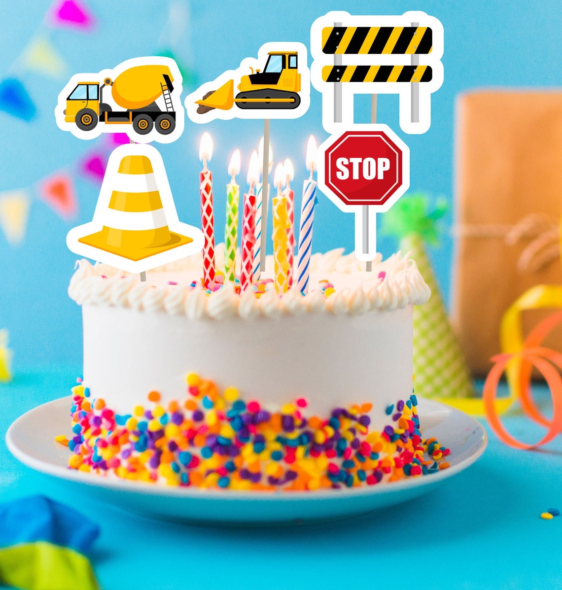 Trucks Construction Signs Printable Cake Topper Decor - Etsy Canada