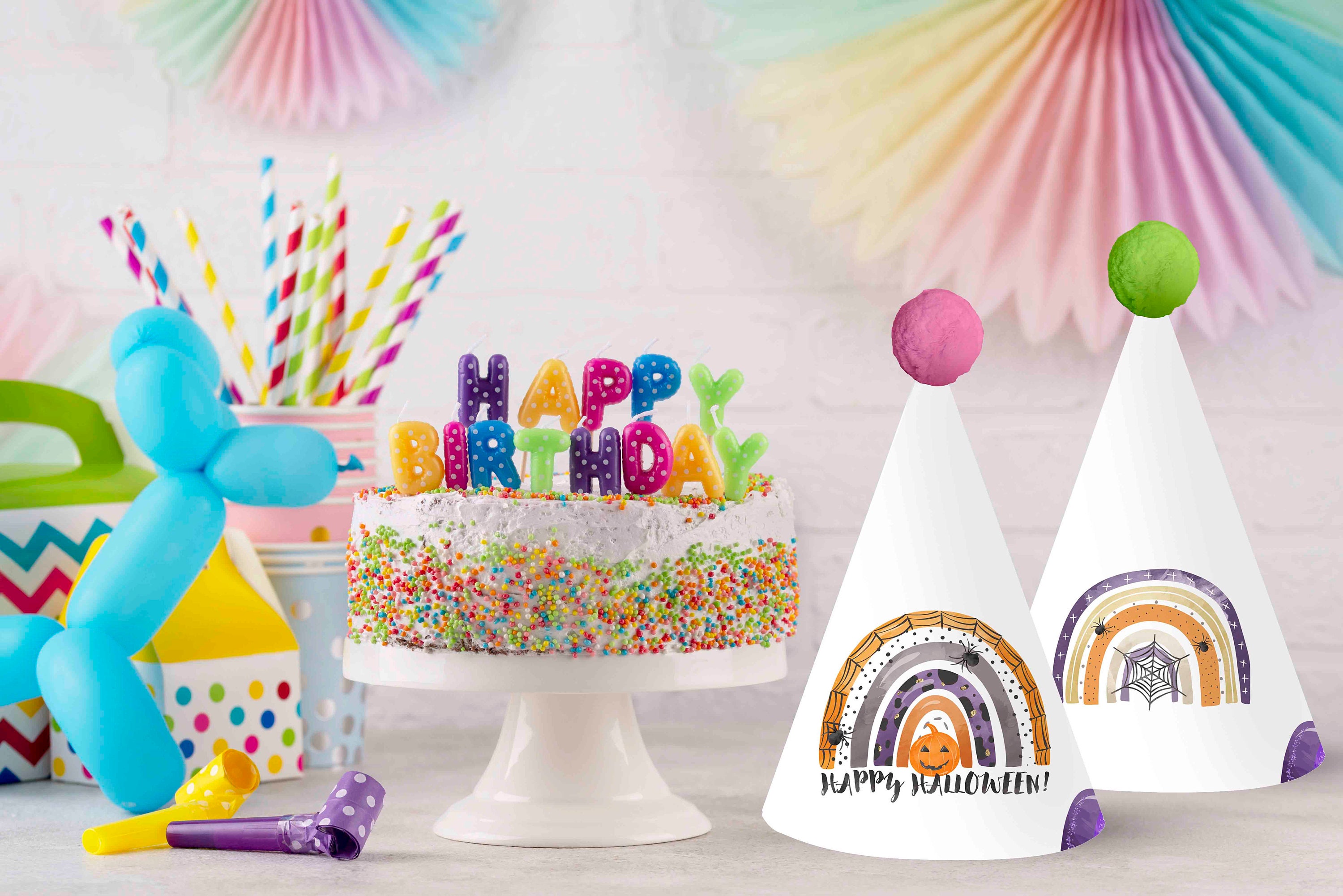Printable Party Hats Party Halloween Rainbows Witch Pumpkin - Etsy