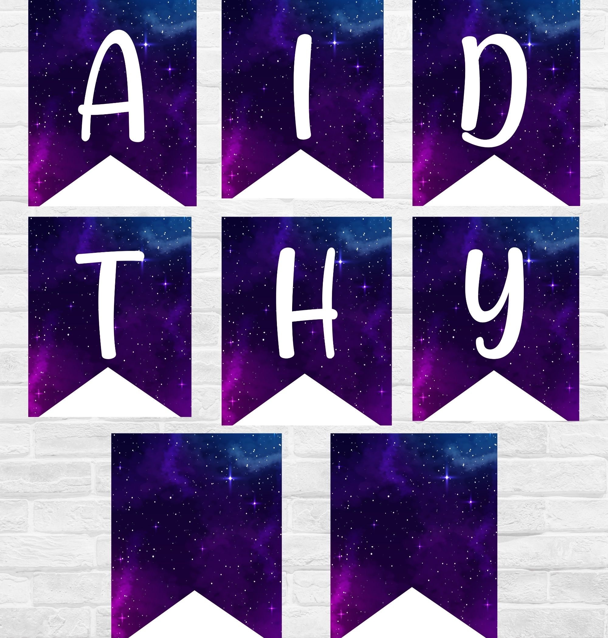 Galaxy Cosmic Stars Happy Birthday Banner Flags Printable Digital ...