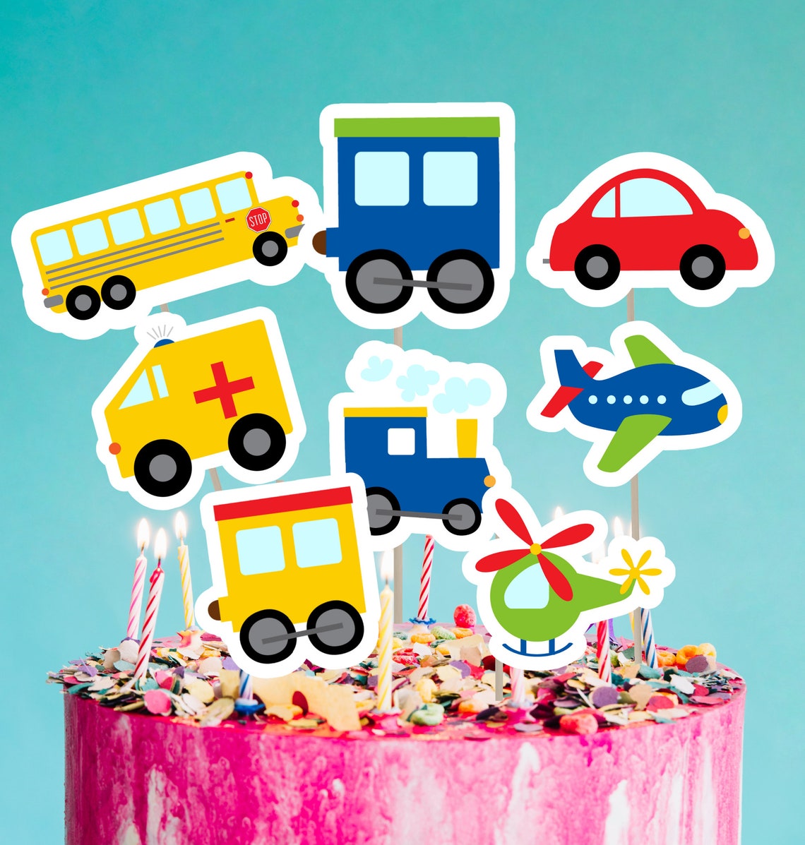 Transportation Vehicles Printable Cake Topper Decor Centerpiece or ...