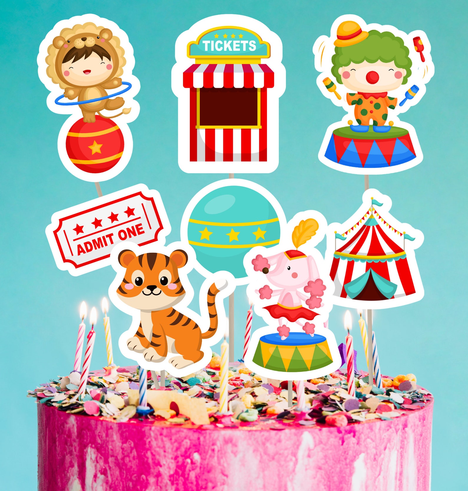 Circus Carnival Printable Cake Topper Decor Centerpiece or Digital ...