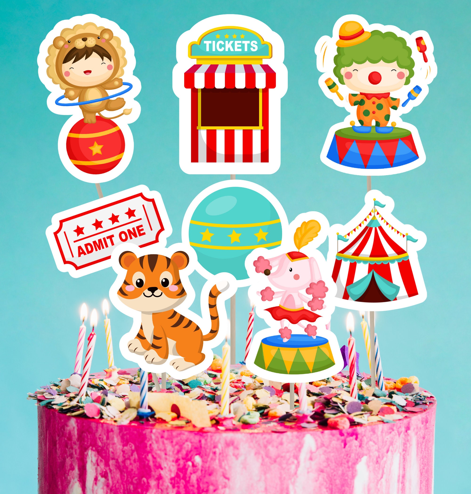 Circus Carnival Printable Cake Topper Decor Centerpiece or Digital ...