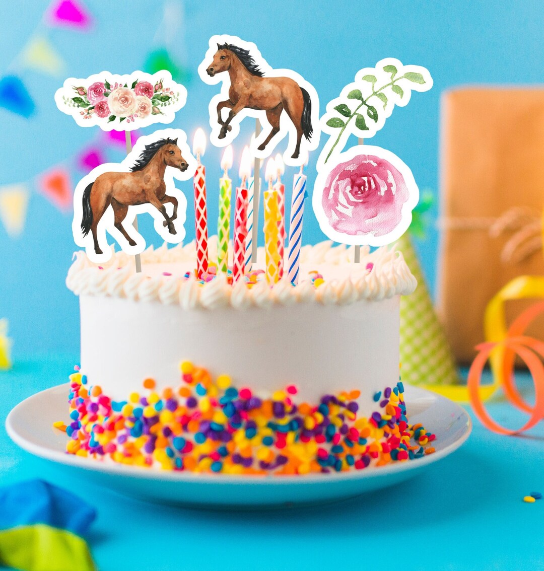 Horse Saddle up Watercolor Printable Cake Topper Decor Centerpiece or ...