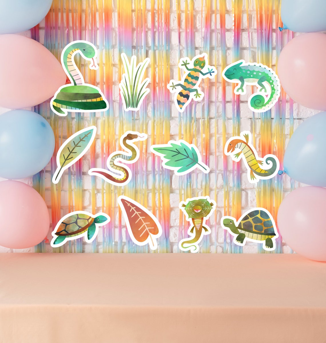 Reptiles Worm Printable Cake Topper Decor Centerpiece or Digital ...