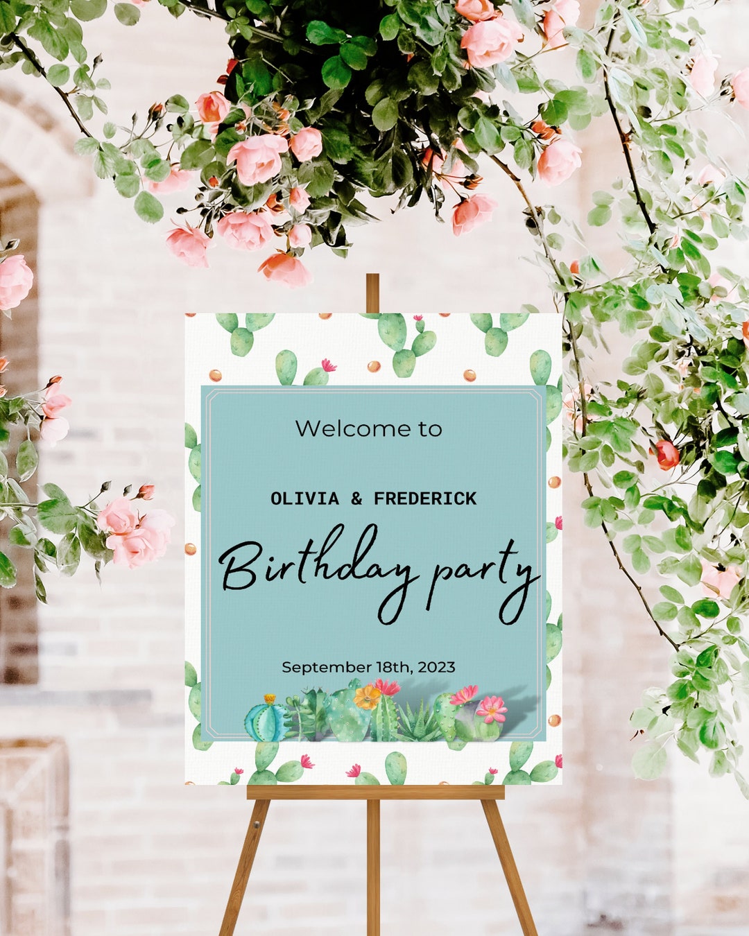 Editable Succulents Cactus Plant Welcome Sign Poster Custom ...