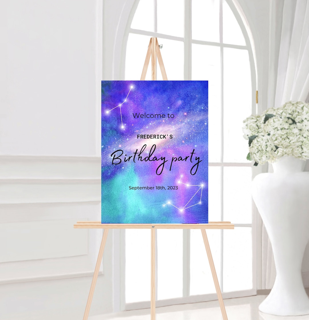 Editable Galaxy Cosmic Stars Welcome Sign Poster Custom Personalized ...