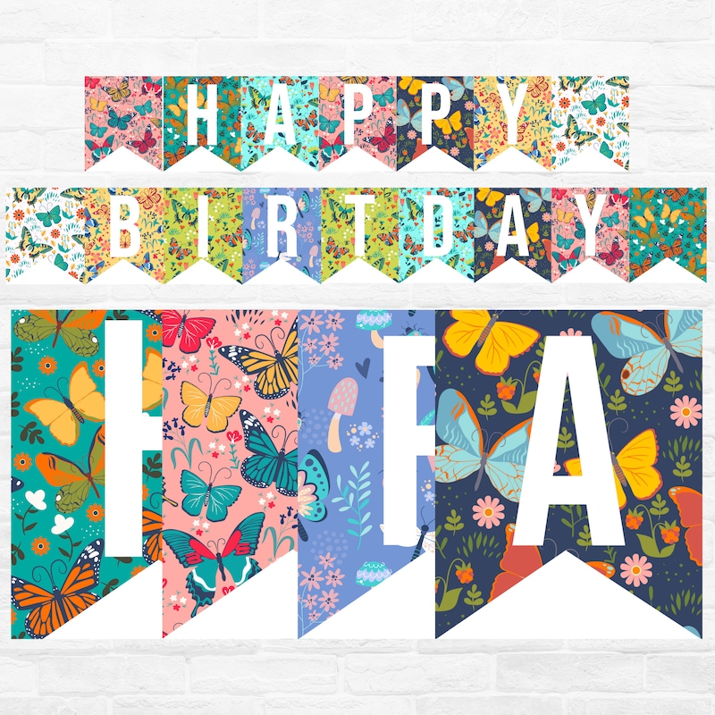 Butterfly Birthday Banner - Etsy