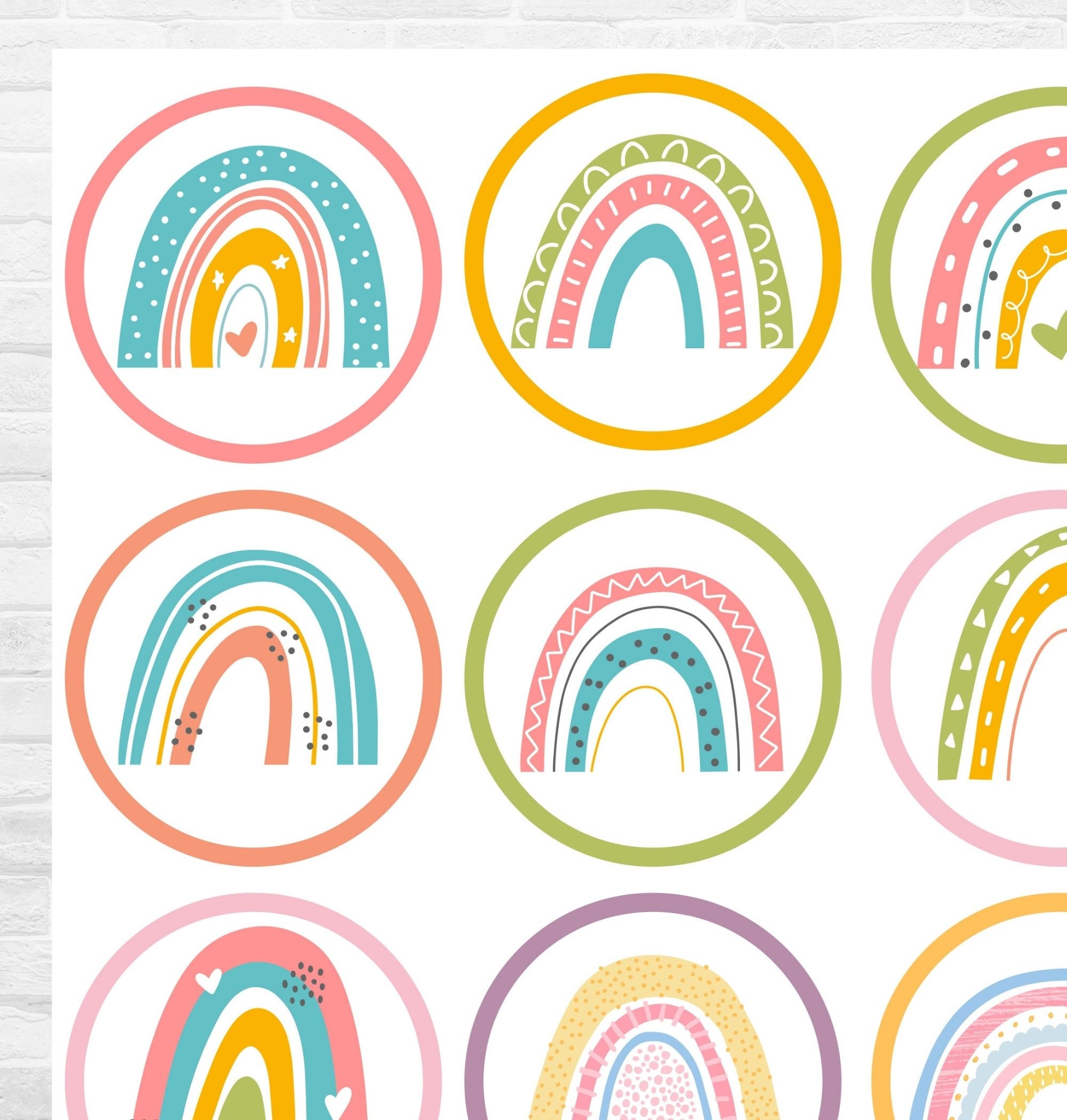 Rainbow Doodle Cupcake Toppers Picks Gift Tags Printable - Etsy