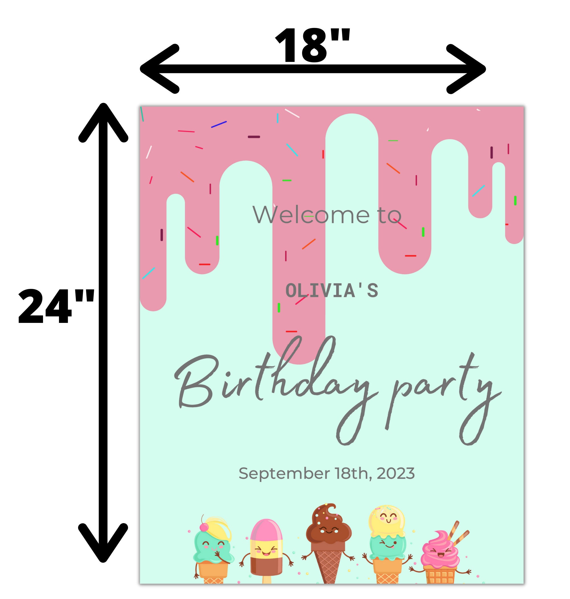 Editable Ice Cream Popsicle Welcome Sign Poster Custom - Etsy