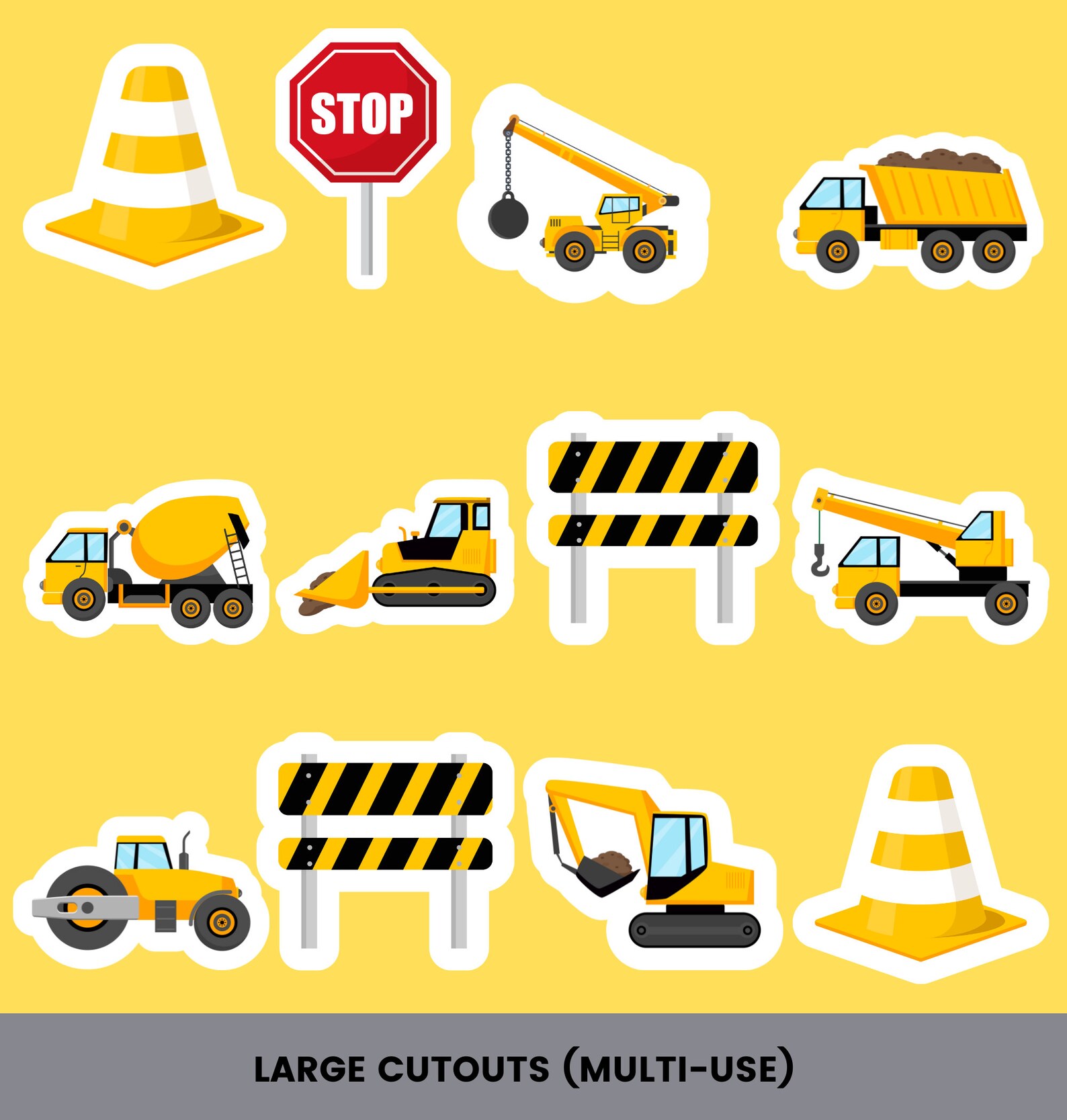 Trucks Construction Signs Printable Cake Topper Decor Centerpiece or ...