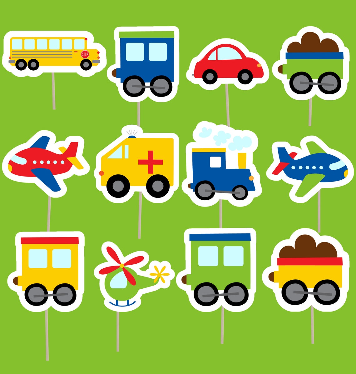 Transportation Vehicles Printable Cake Topper Decor Centerpiece or ...