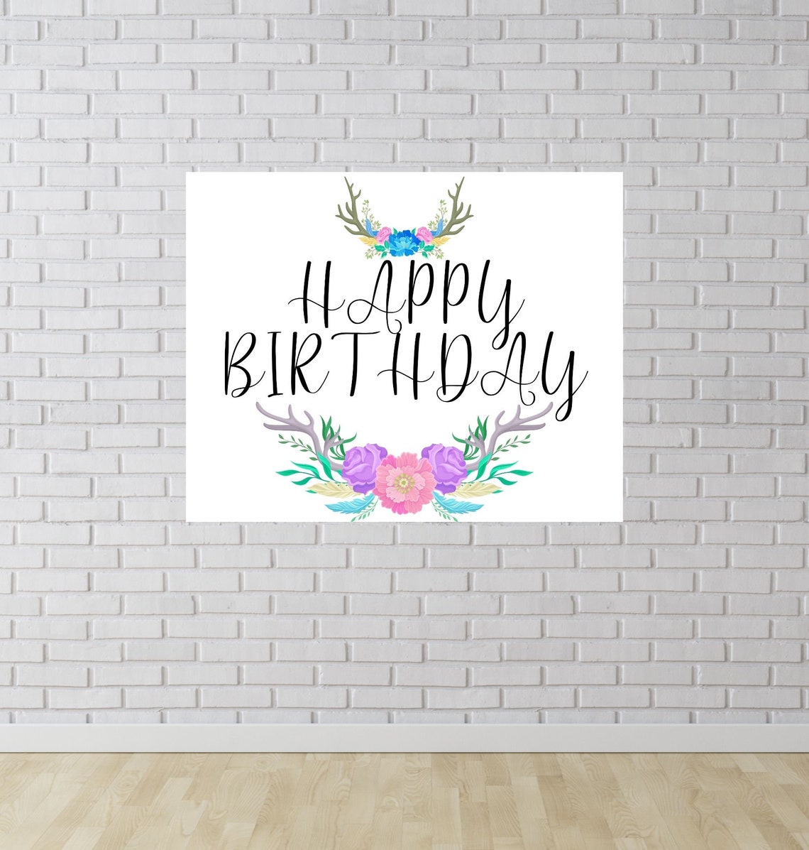 Boho Bohemian Birthday Party Printable Backdrop Digital Instant ...