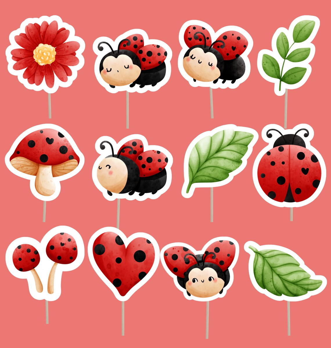 Ladybug Printable Cake Topper Decor Centerpiece or Digital Instant ...