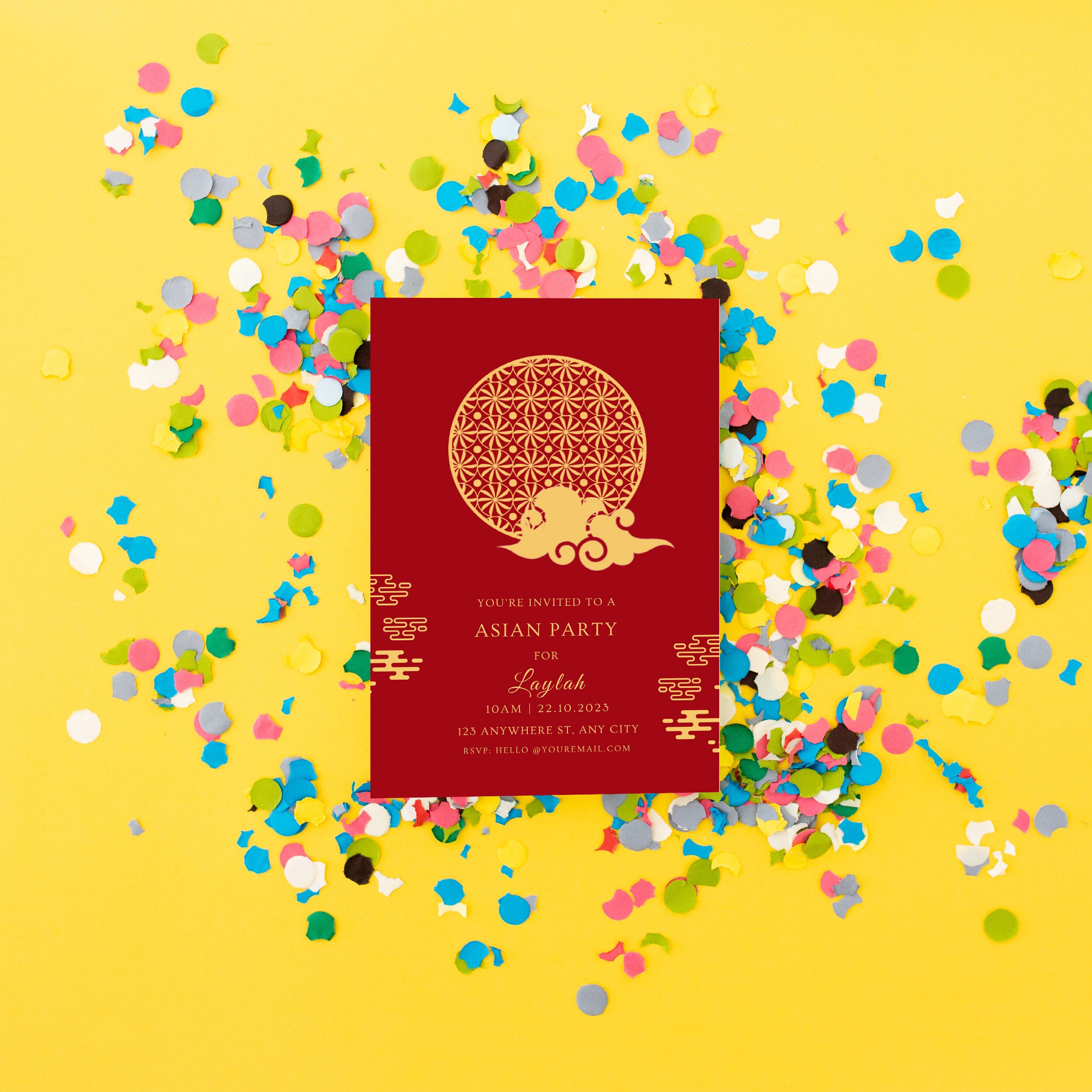 Editable Asian Chinese Japanese Invitation Card Custom - Etsy