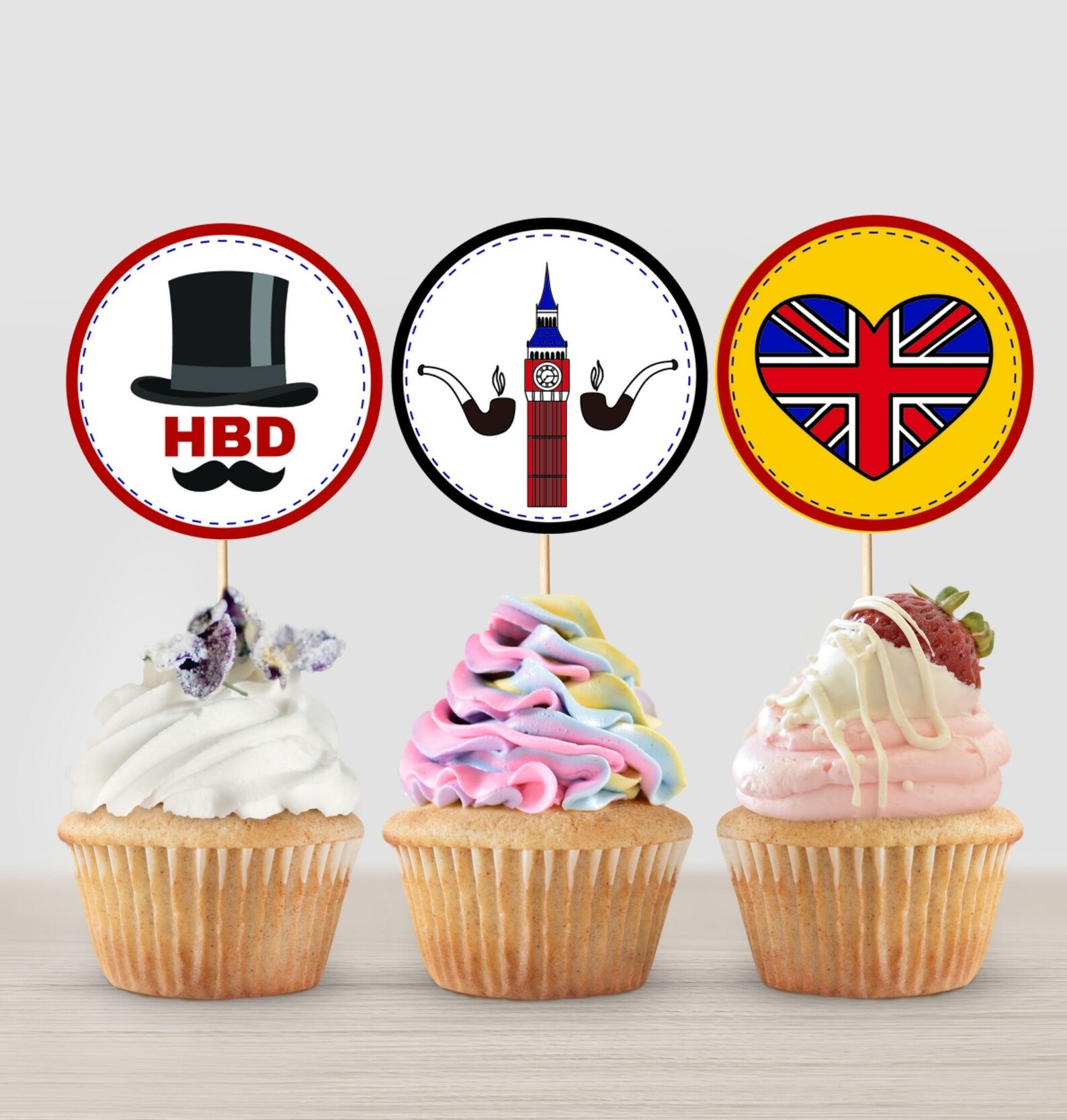British Cupcake Toppers Printable Digital Instant Download British Tea ...
