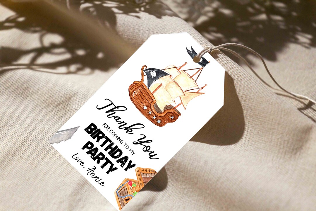 Editable Pirate Ahoy Favor Tags Pirate Ahoy Thank You Label Pirate Ahoy ...