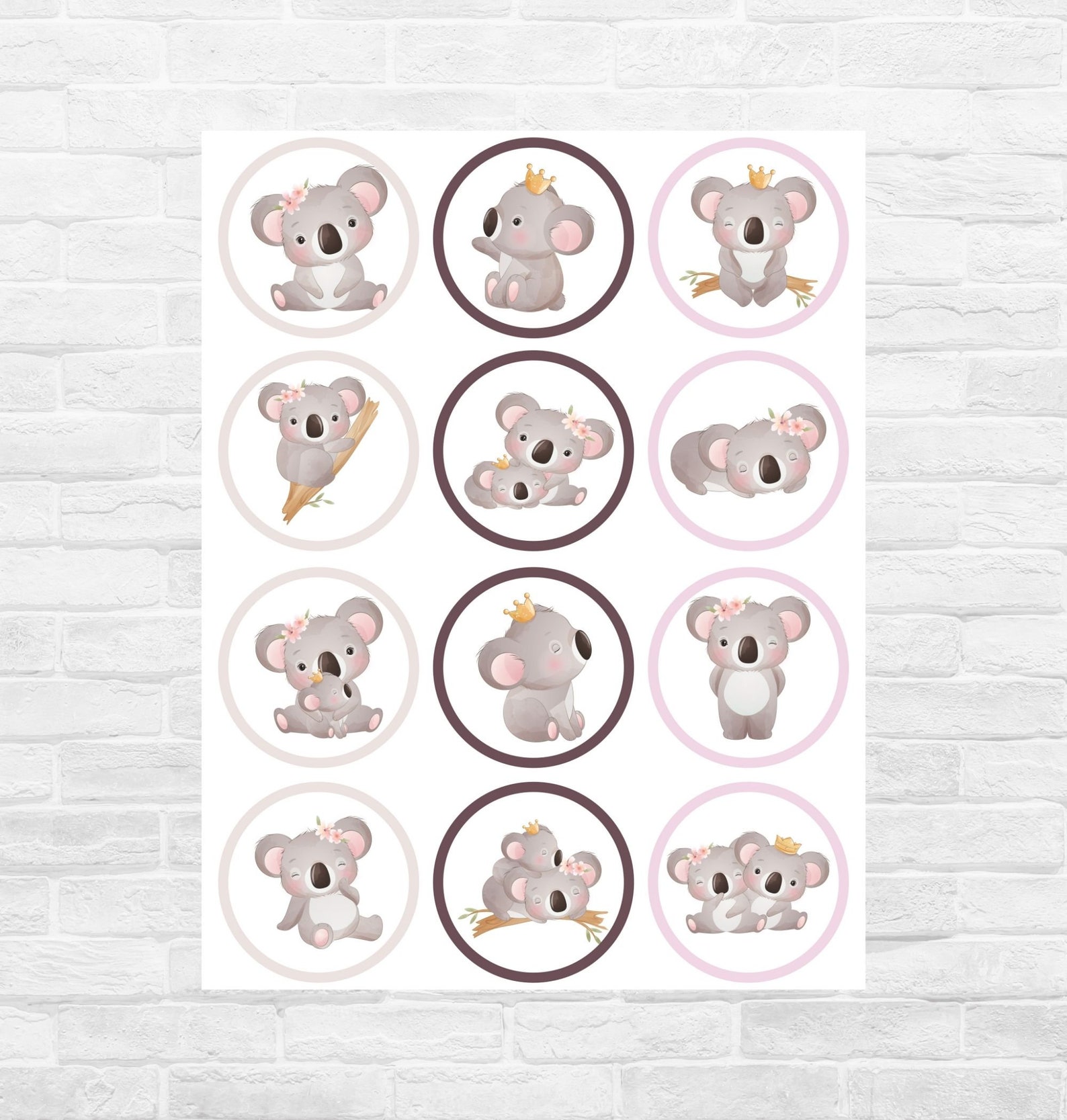 Koala Cupcake Toppers Gift Tags Printable Digital Instant - Etsy