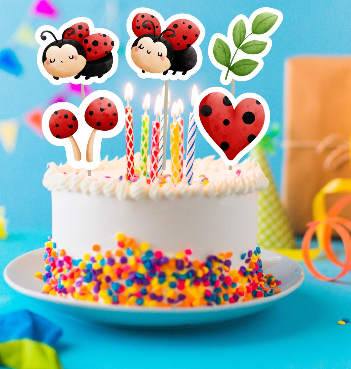 Ladybug Printable Cake Topper Decor Centerpiece or Digital Instant ...