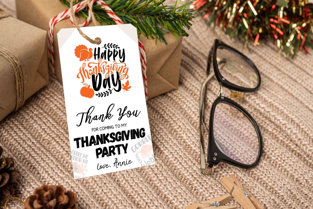 Editable Thanksgiving Dinner Party Thankful Favor Tags Thank - Etsy