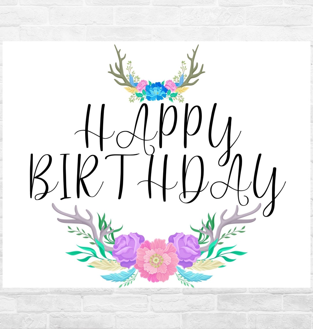 Boho Bohemian Birthday Party Printable Backdrop Digital Instant ...