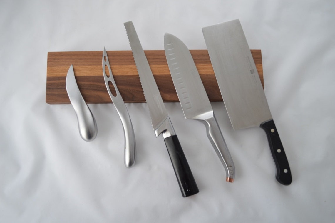 Magnetic Knife Rack | Oak and Walnut | Wooden Knife Rack | Knife Block ...