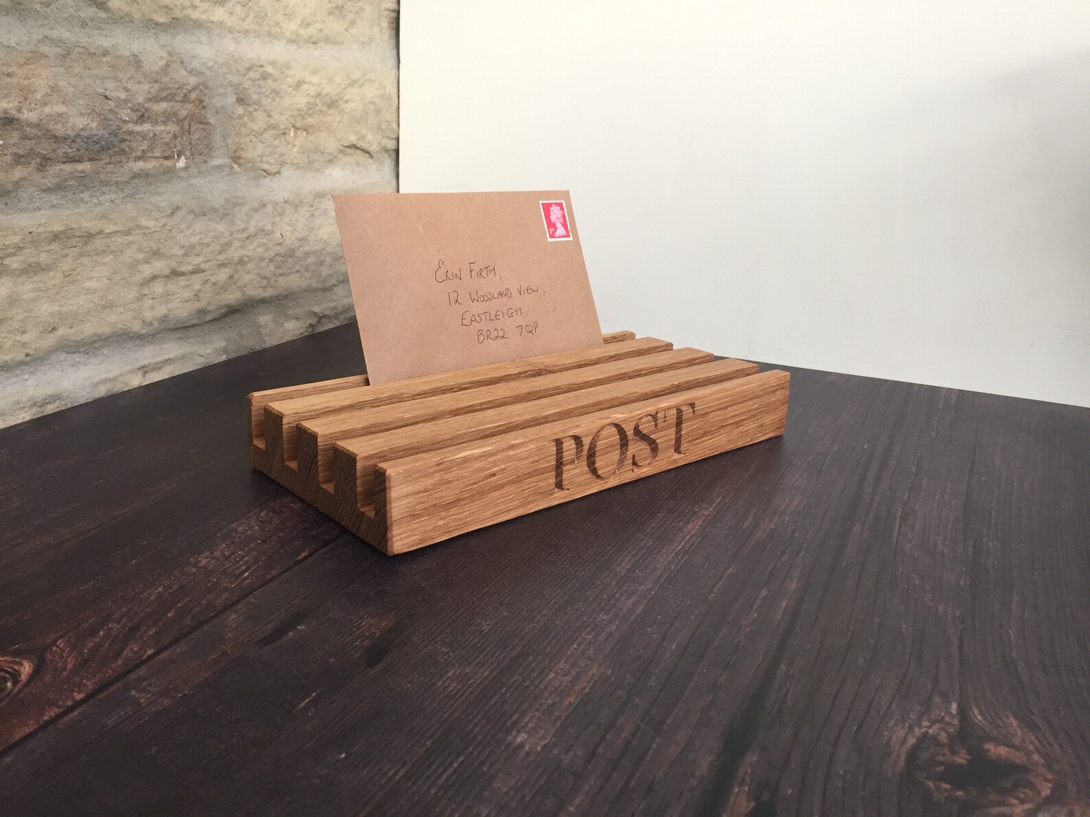 Oak Letter Rack Personalised Letter Storage Engraved | Etsy