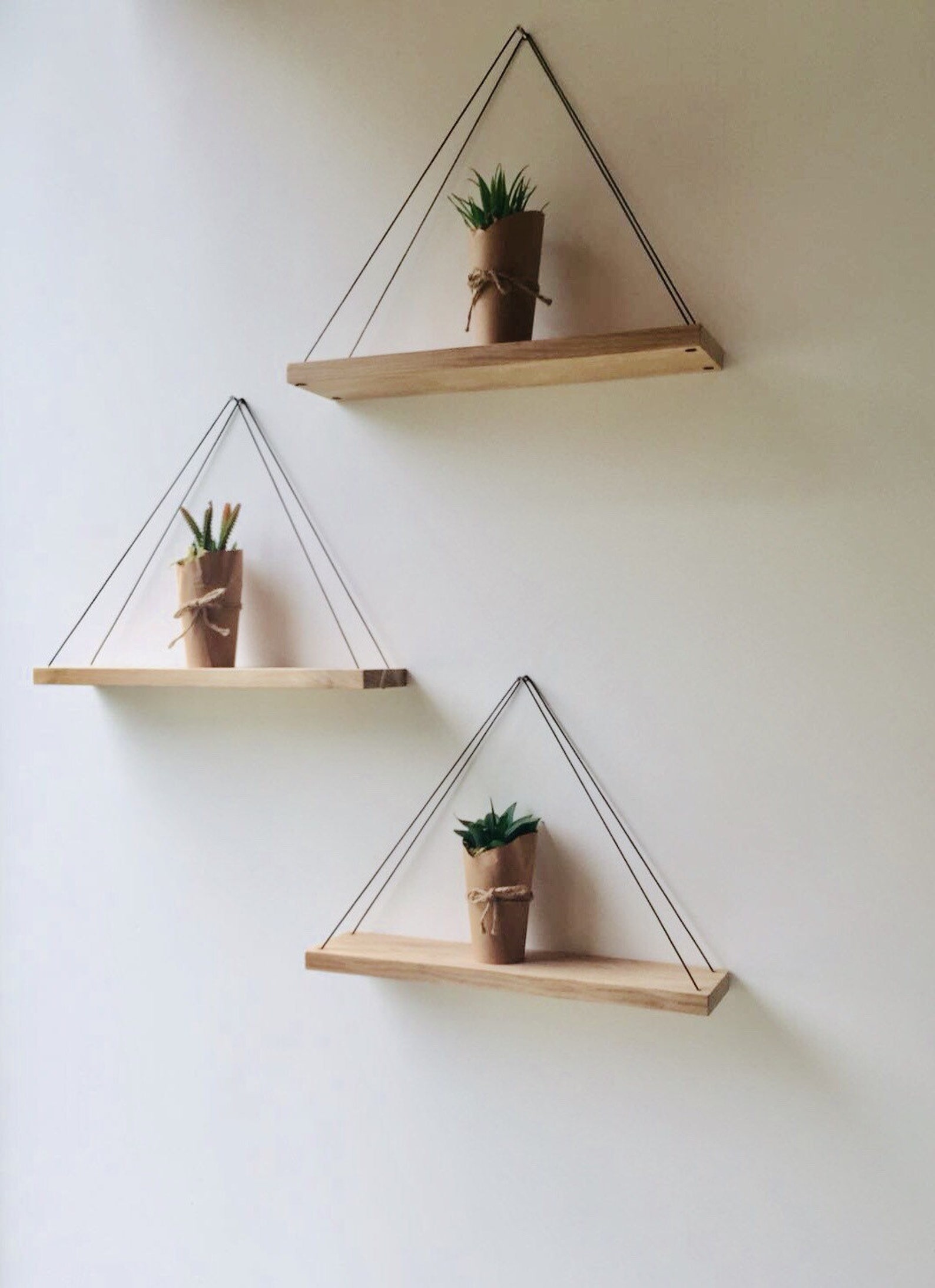 Oak Hanging Shelf Plant Shelf Plant Display Wall Decor | Etsy