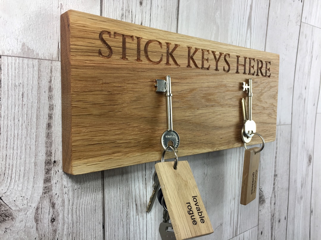Magnetic Key Rack Personalised Key Hooks Key Storage Key Bowl Oak Hooks ...