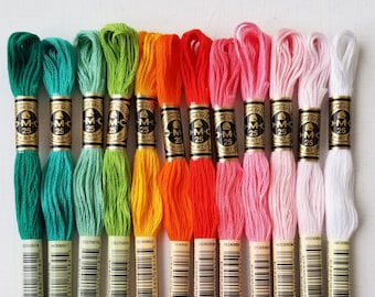 Rainbow Colors Hand Embroidery Floss, DMC 6-stranded Cotton Embroidery ...
