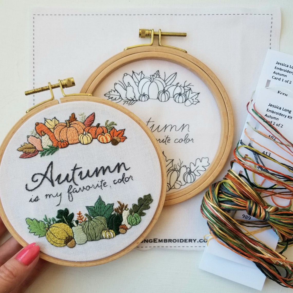 Autumn Pumpkins Embroidery Hoop Kit Fall Colors Embroidery - Etsy
