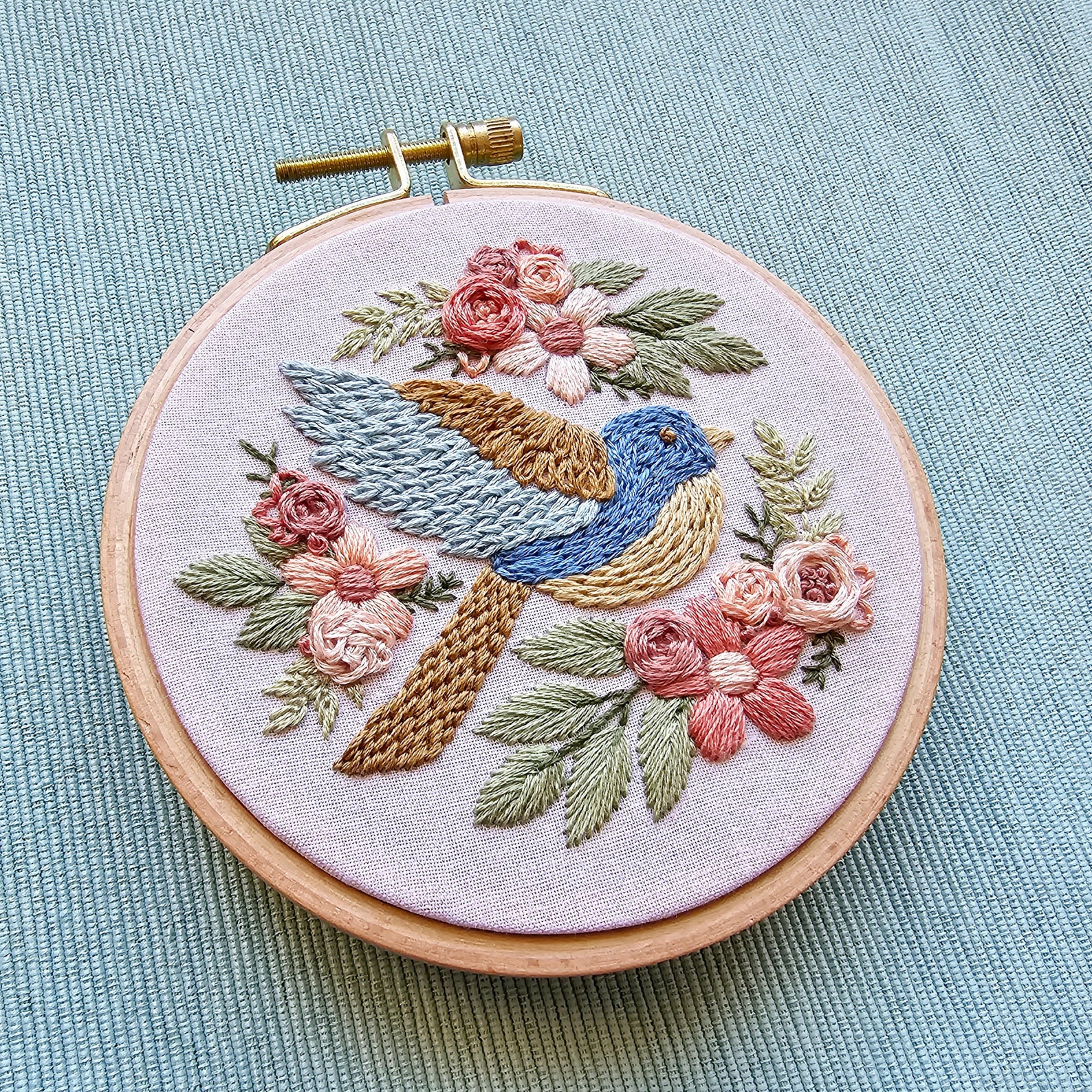 Bluebird Beginner Hand Embroidery Kit With Online Class, Easy Floral ...