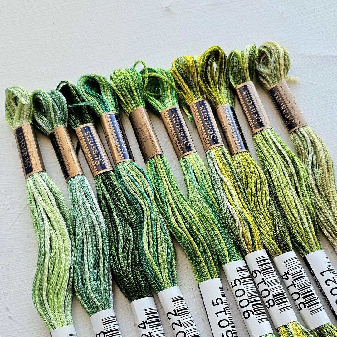 Lecien Cosmo Seasons Floss Collection, Green Pack of Variegated Floss ...