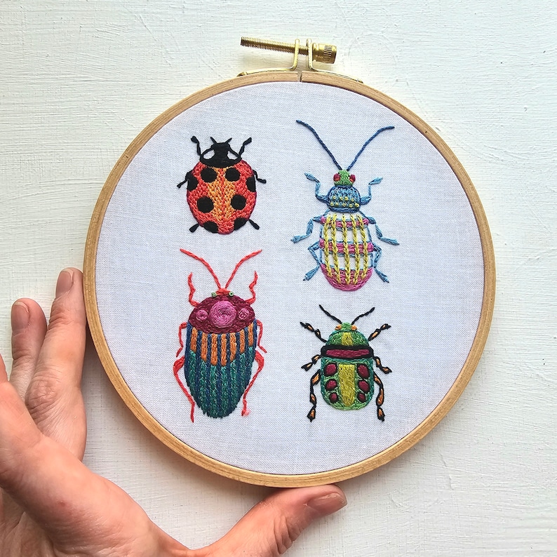 Colorful Bug Sampler DIY Hand Embroidery Kit "beetle Collection ...