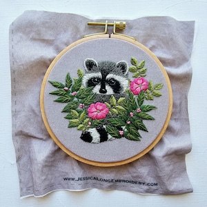 DIY Raccoon Hand Embroidery Kit, Animal Thread Painting Template ...
