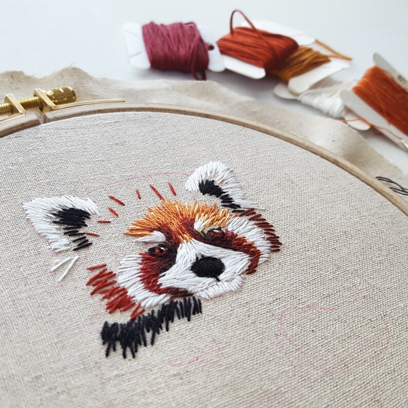 Digital Hand Embroidery Pattern: Red Panda Thread Painting | Etsy