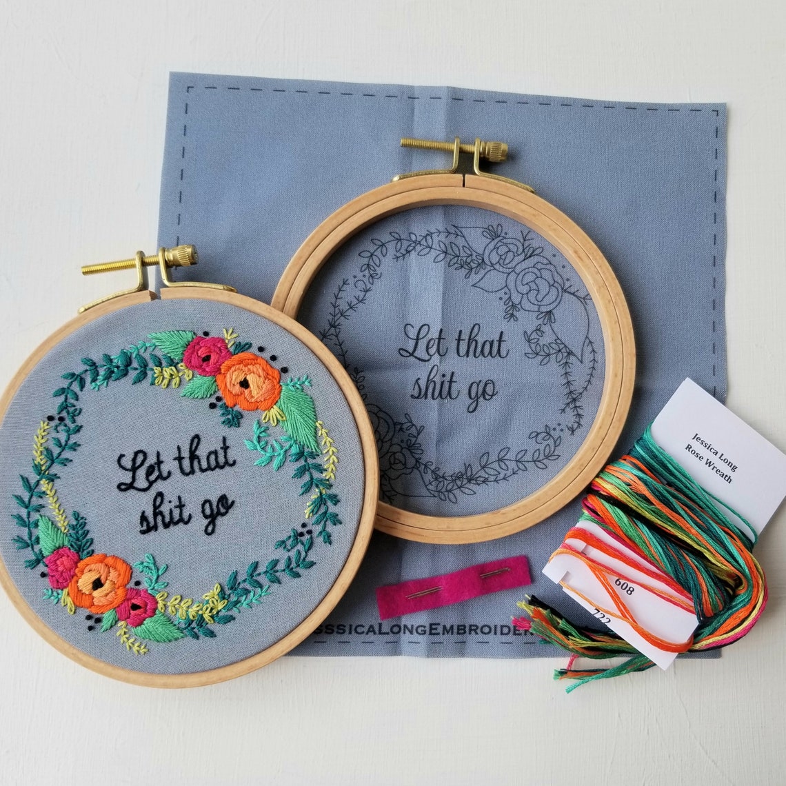 Snarky Hand Embroidery Kit "let That Shit Go", Funny DIY Needlepoint ...
