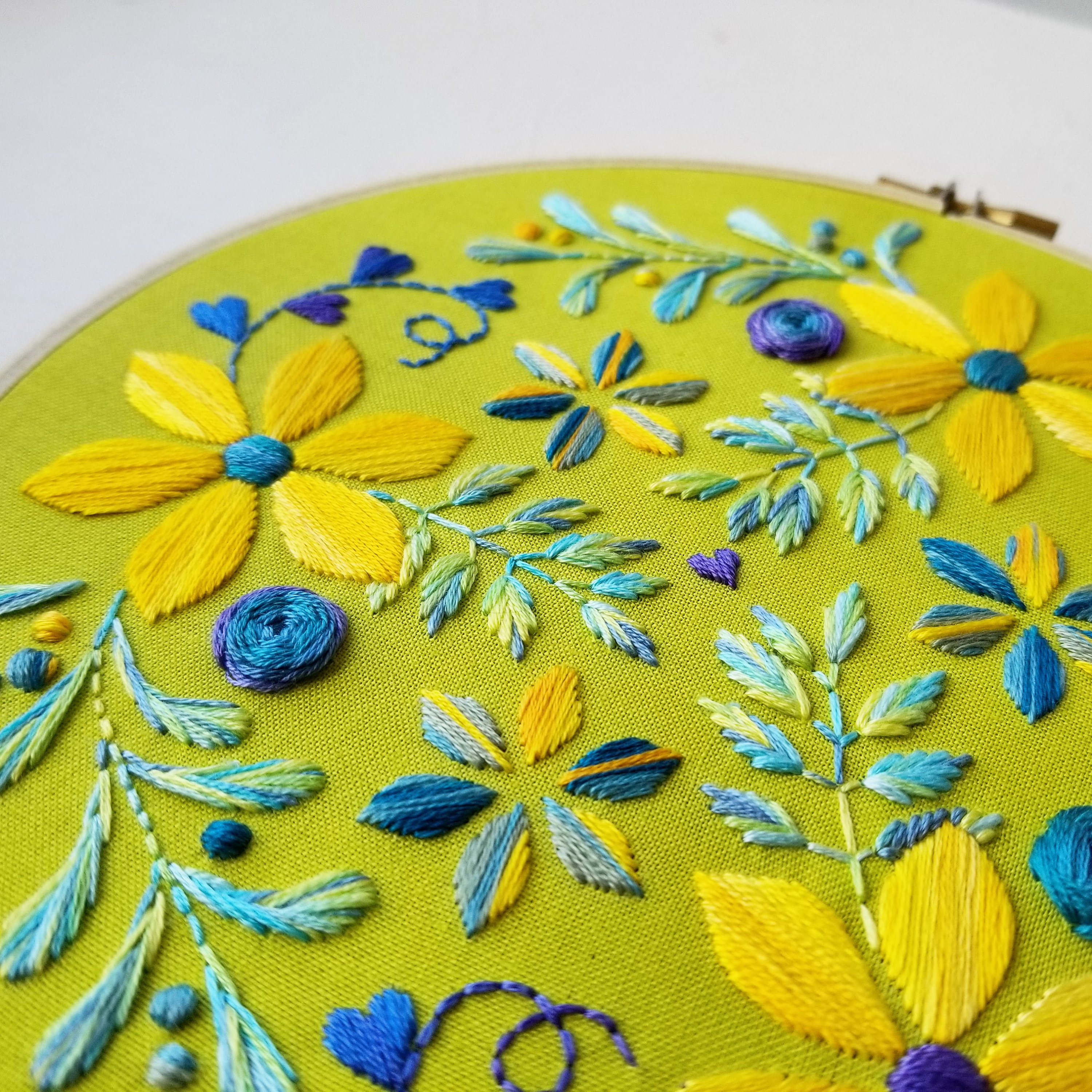 Easy Yellow Flowers Embroidery Design PDF Modern Hand - Etsy