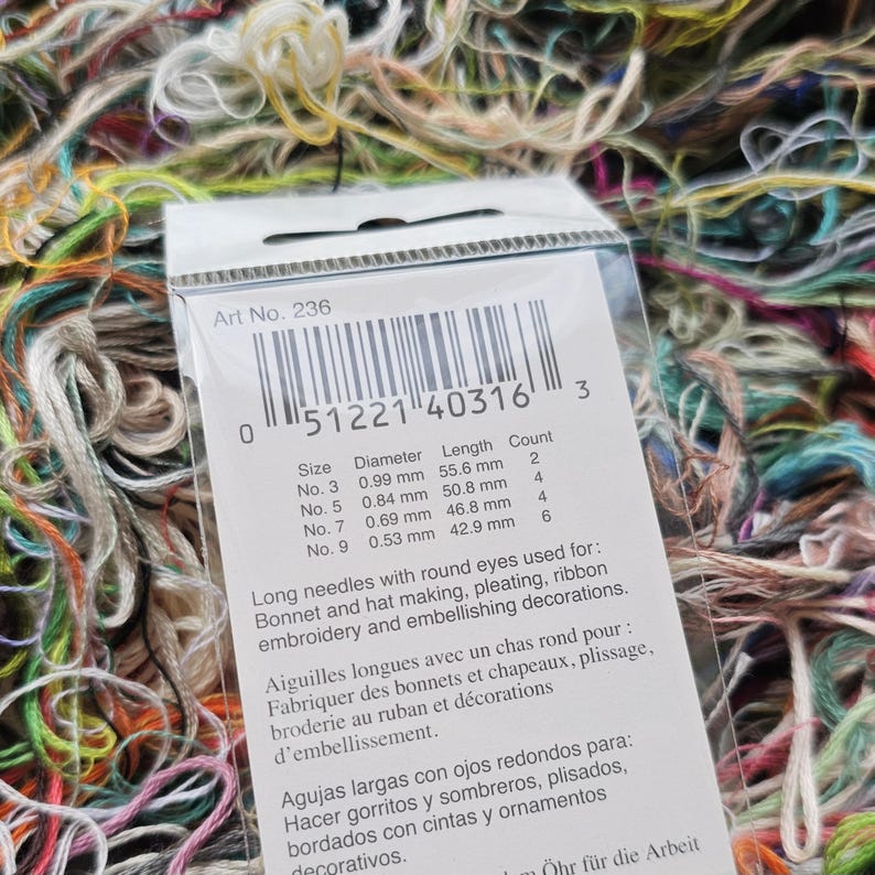Straw Milliners Hand Embroidery Needles Variety Pack From Clover ...