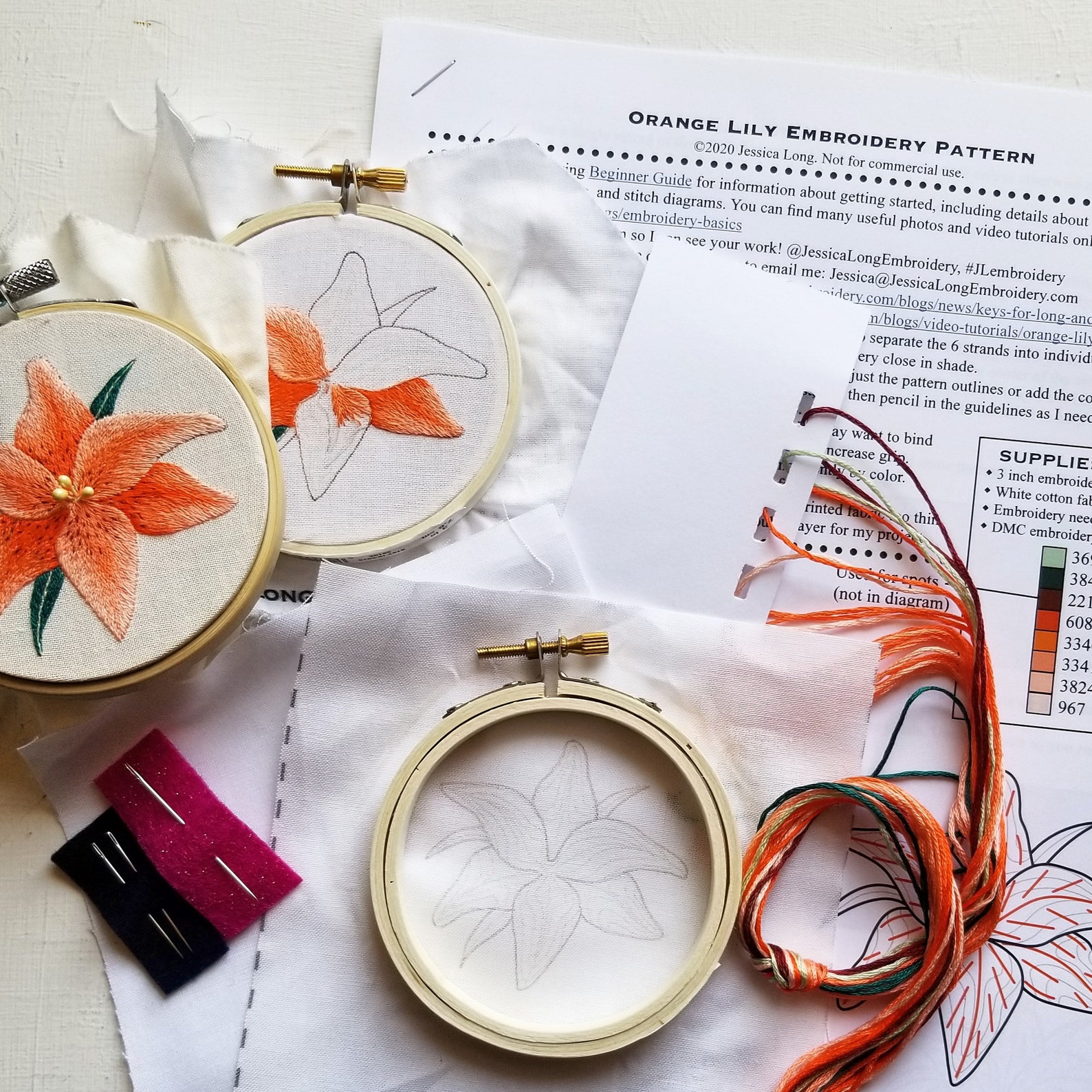 Thread Painting Kit With Online Class Orange Lily Hand - Etsy