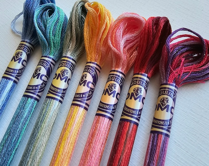 Rainbow Variegated DMC Thread Bundle, Color Variations 6 Stranded ...