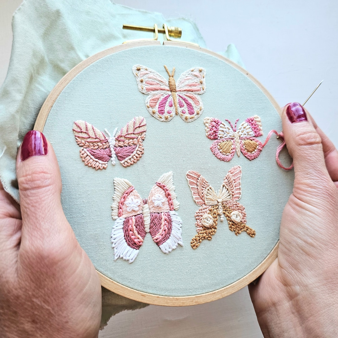 Butterfly Hand Embroidery Pattern PDF With Online Video Tutorial, DIY ...