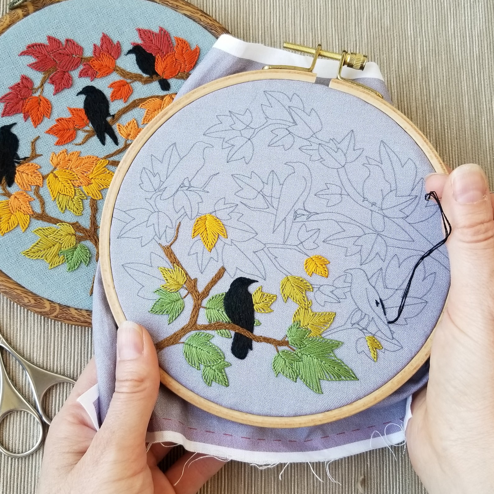 Autumn Birds Hand Embroidery Pattern Holiday Craft Download | Etsy