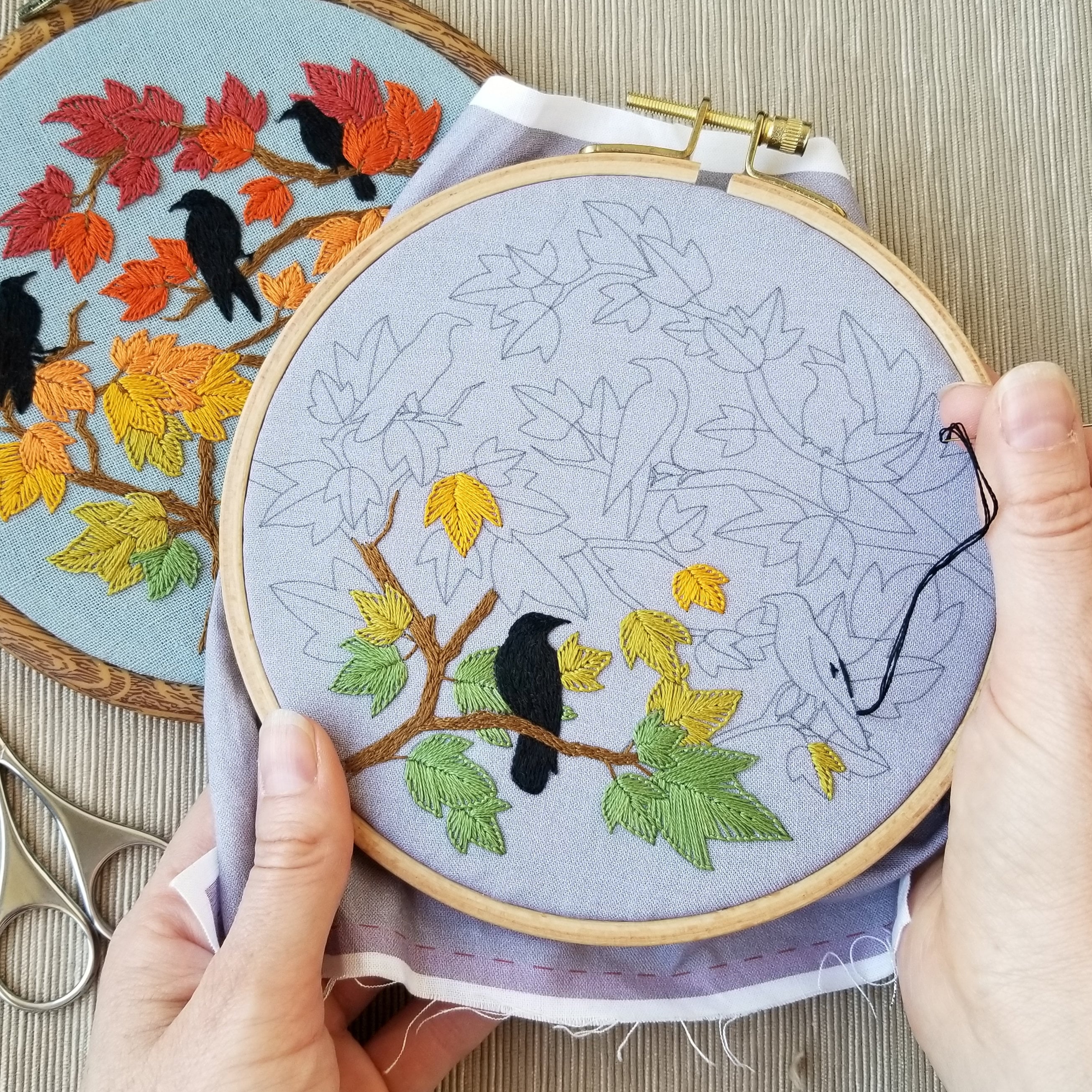 Autumn Birds Hand Embroidery Pattern Holiday Craft Download | Etsy