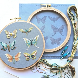 Moth Sampler DIY Hand Embroidery Kit, Intermediate Embroidery Craft ...