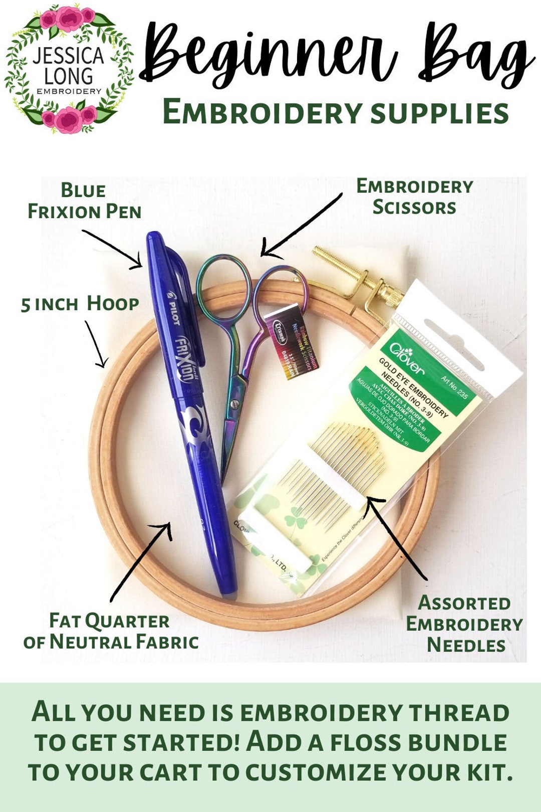 Starter Hand Embroidery Set, Beginner Needlepoint Basic Embroidery ...