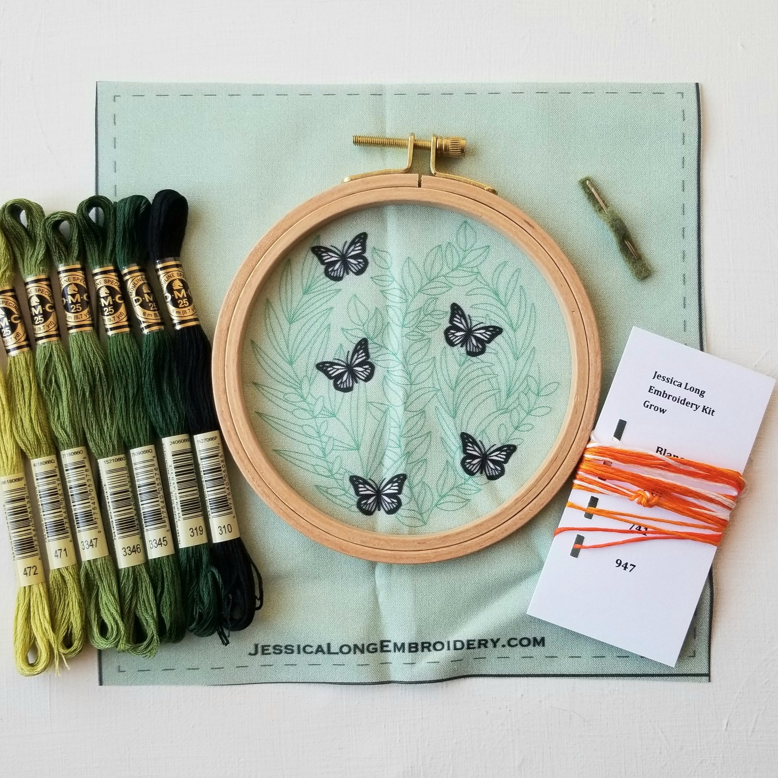 Monarch Butterfly Hand Embroidery DIY Kit, Modern Embroidery Pattern ...