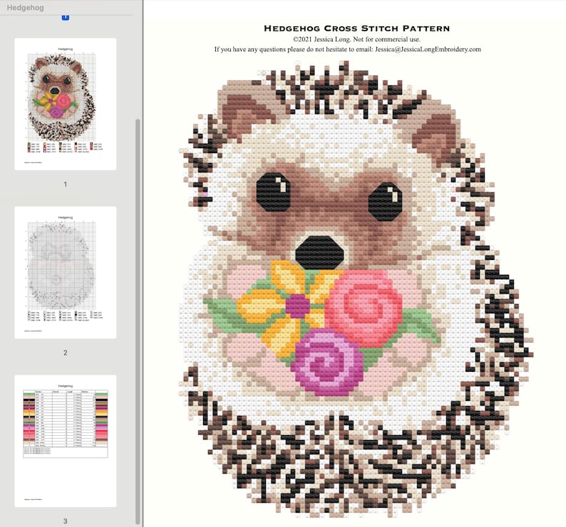 Hedgehog Cross Stitch Pattern, Digital Download Xstitch Design, Modern ...