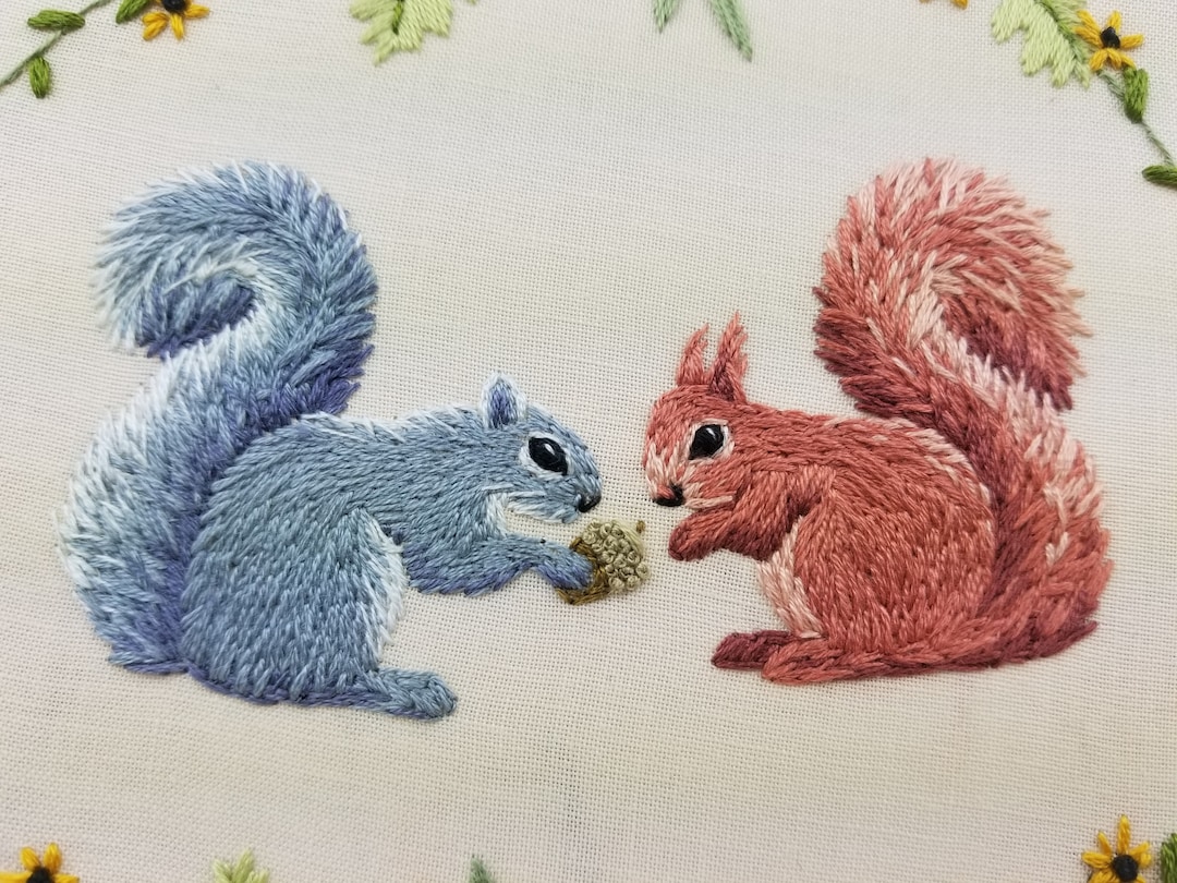 Autumn Squirrels Embroidery Pattern Download and Online Video Tutorial ...
