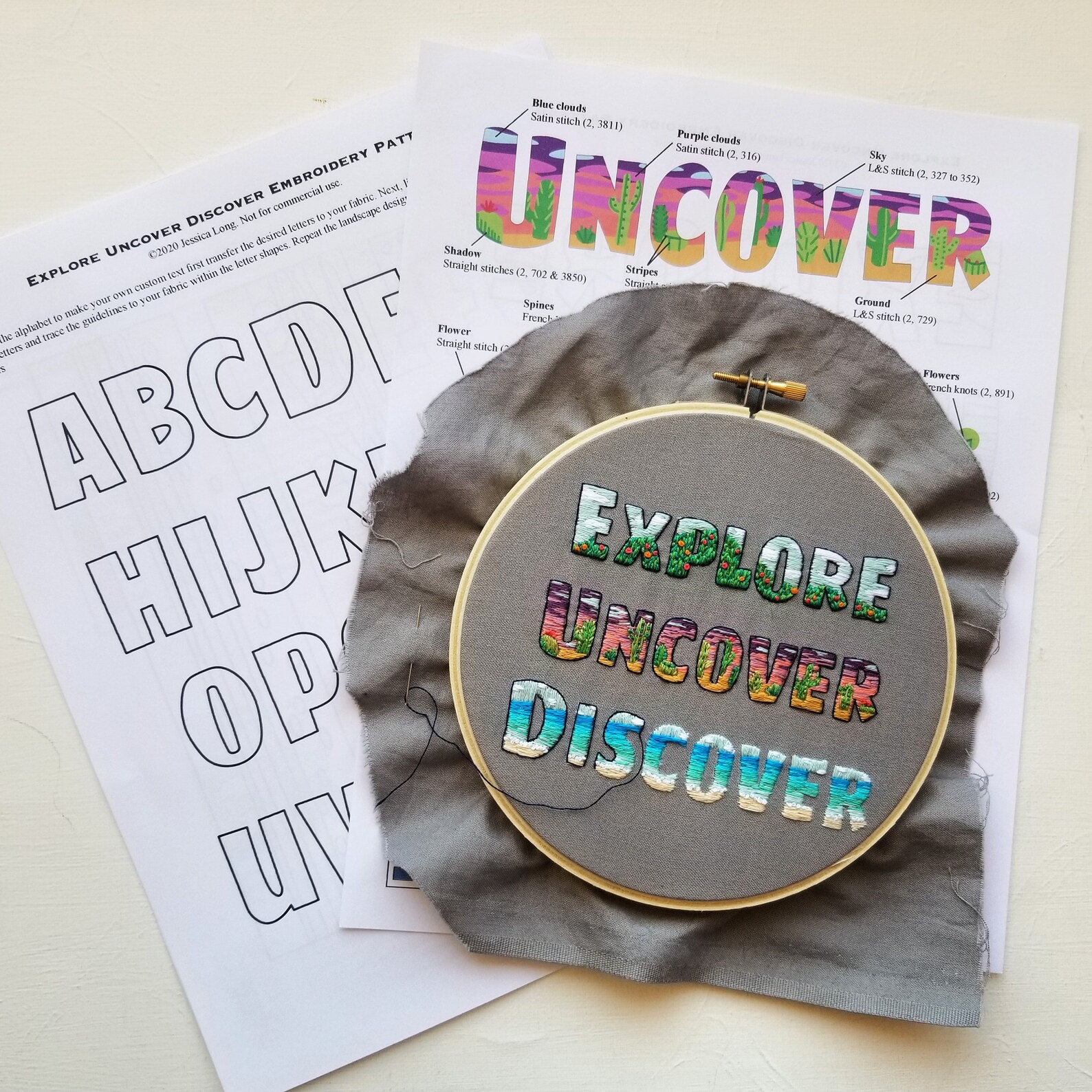 Explore Uncover Discover Hand Embroidery Pattern PDF Modern - Etsy